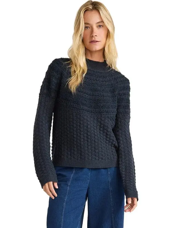 HAVEN WELL WITHIN Heirloom Mixed Stitch Crewneck Sweater - Nightfall