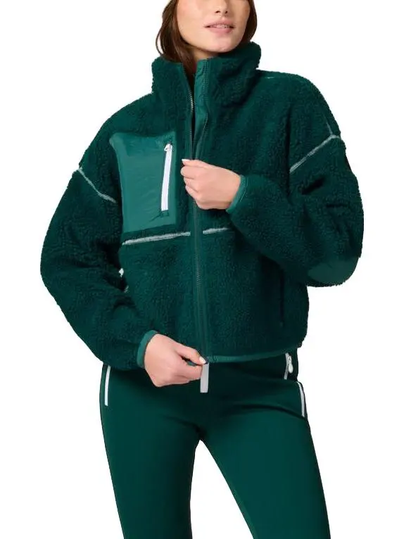 JORDE Miller Recycled Wool Blend Crop Fleece Jacket - Spruce