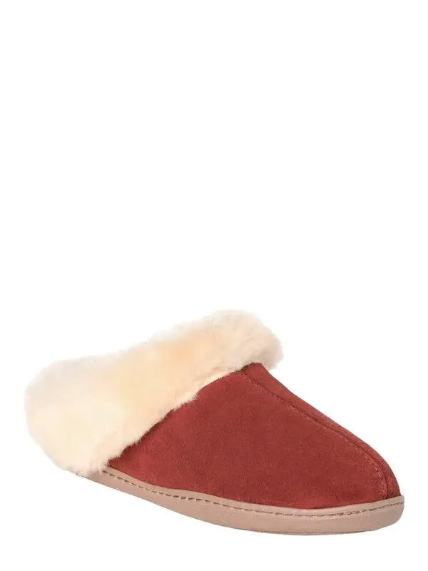 Minnetonka Genuine Shearling Mule - Rust