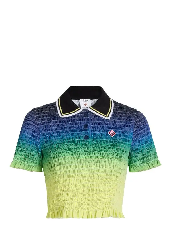 Casablanca Shirred Cotton Polo Shirt - Gradient