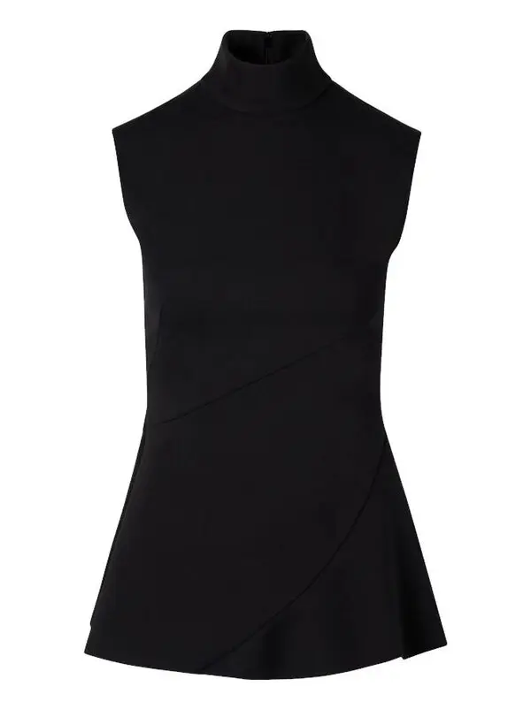 Akris Signature Jersey Twisted-seam Peplum Top - Black