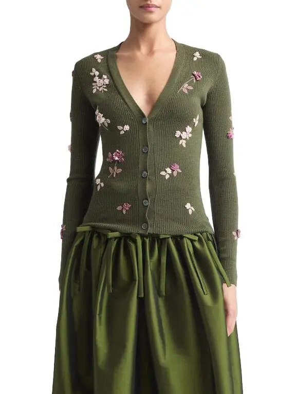 Bernadette Oscar Ribbon Detail Midi Skirt - Dark Lime