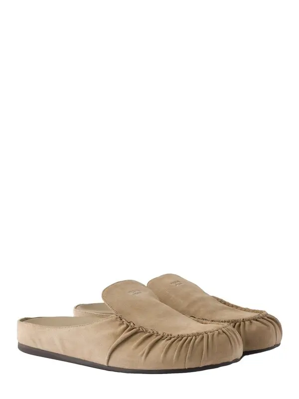 Prada Suede Mules - Neutral