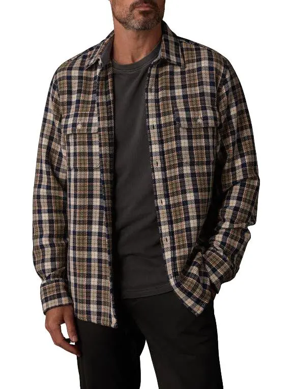 THE NORMAL BRAND Mountain Textured Plaid Overshirt - Moss Multi