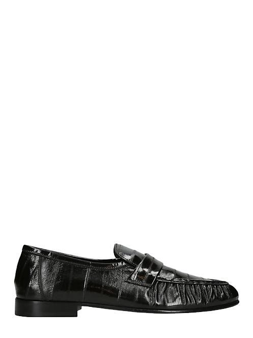 THE ROW Soft Eel Leather Loafers - Black