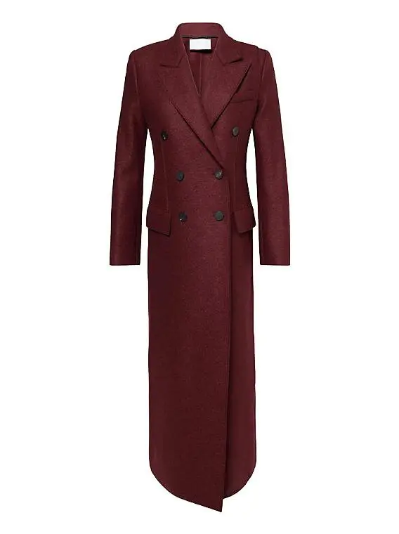 Harris Wharf London Long Double-breasted Tailored Pressed Wool Coat - Cinabre