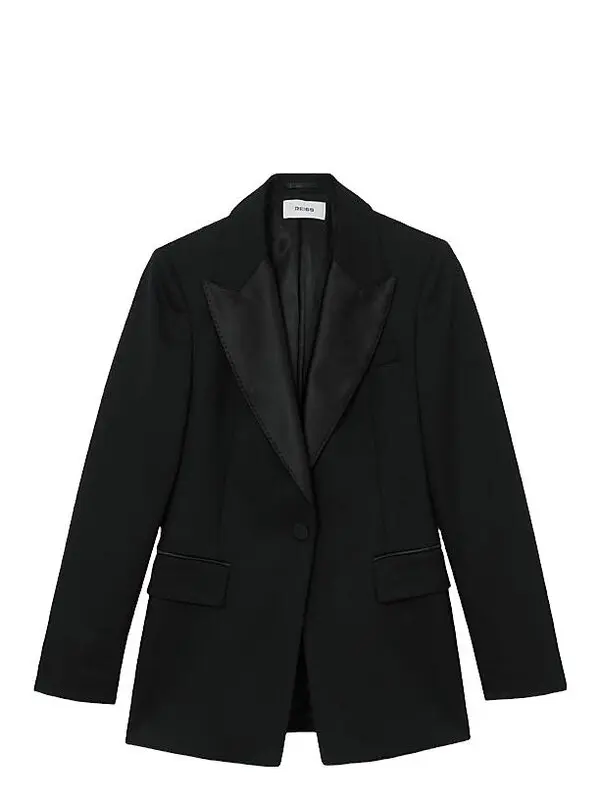 REISS Dakota Single-breasted Wool-blend Tuxedo Blazer - Black