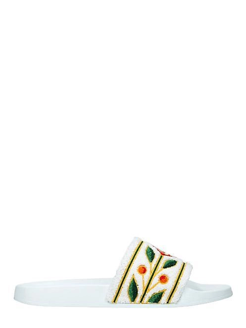 Casablanca Embroidered Terry And Rubber Pool Sliders - White/comb