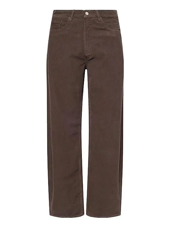FRAME The Baggy Wide-leg Cotton Trousers - Mud Grey