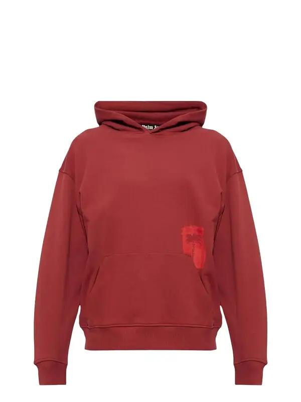 Palm Angels Brushed Palm Tree Regular Hoodie - Red