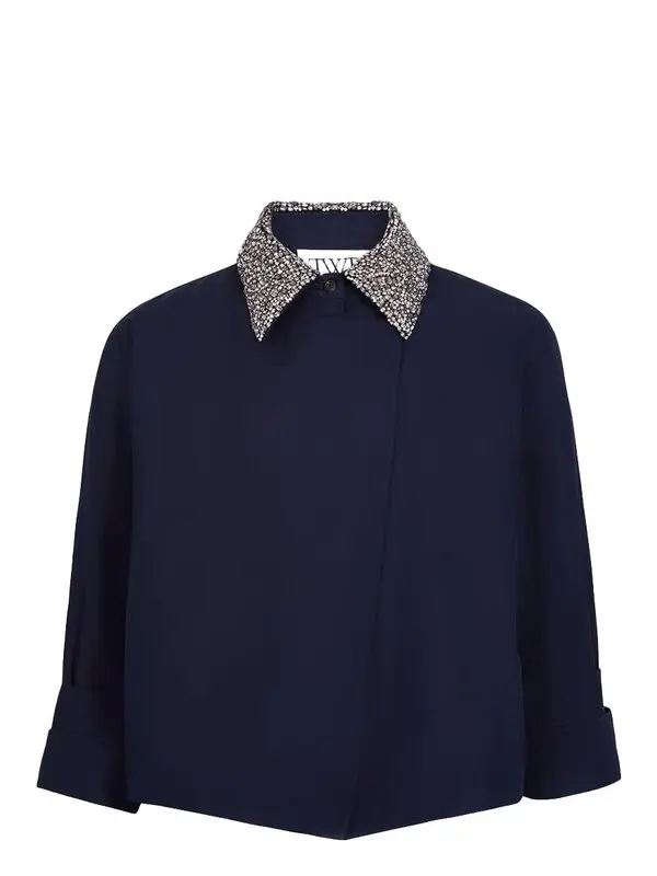 TWP New Chapter Crystal-collar Cotton Shirt - Midnight