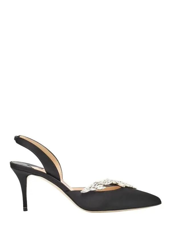 Manolo Blahnik 70mm Nadirasli Embellished Satin Slingback Pumps - Black