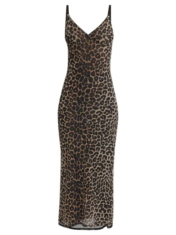 Saint Laurent Tulle Slip Dress - Leopard