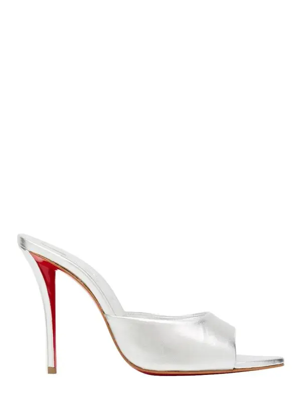 CHRISTIAN LOUBOUTIN 100mm Miss Z Metallic Leather Mule Sandals - Silver