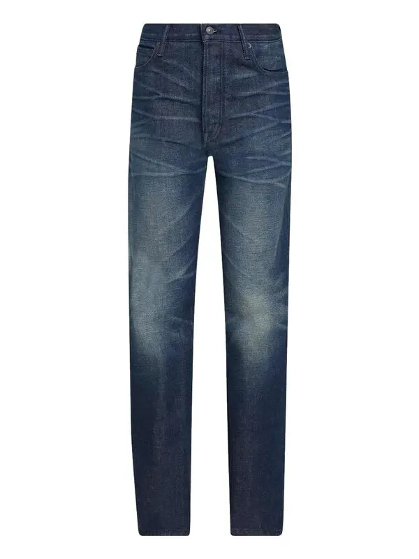TOM FORD Low-waist Stonewashed Denim Straight-leg Boyfriend Pants - Midnight