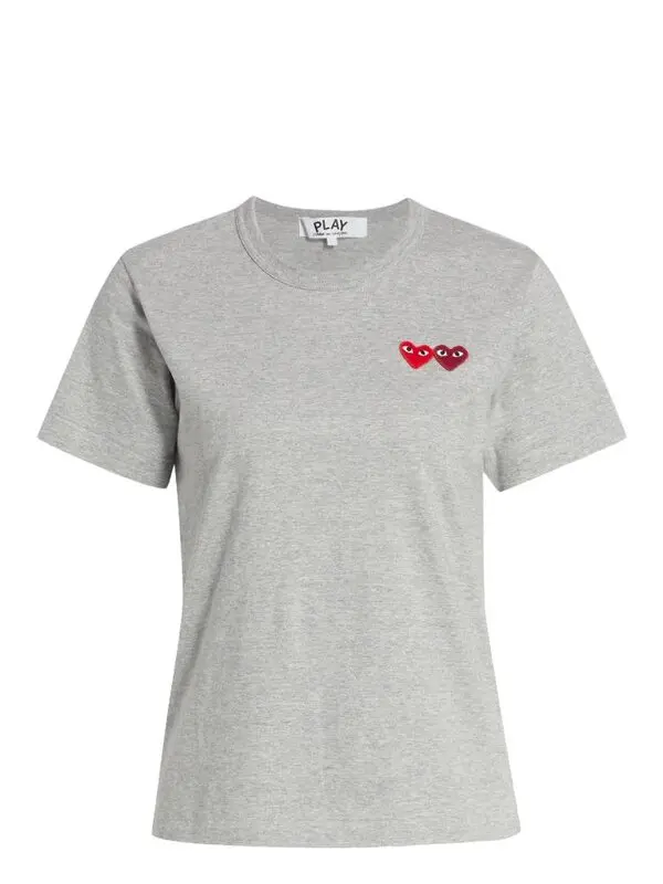 Play Comme Des Garcon Double Heart T-shirt - Grey