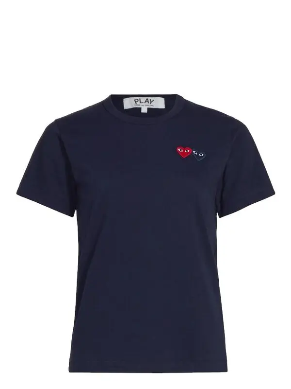 Play Comme Des Garcon Double Heart T-shirt - Navy