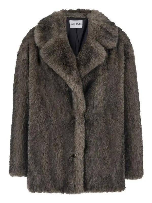 STAND STUDIO Angelika Faux Fux Coat - Grey