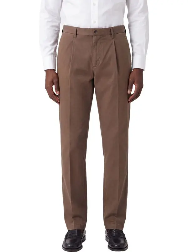 BRIGLIA 1949 Tiberio Slim Fit Cotton Blend Tailored Trousers - Brown