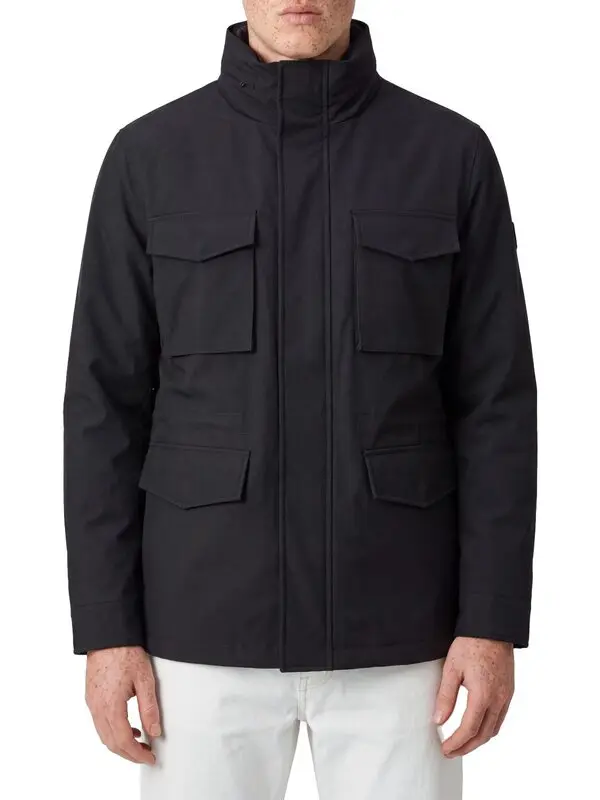 DUNO Polyester Utility Parka With High Neck And Flap Pockets - Blue