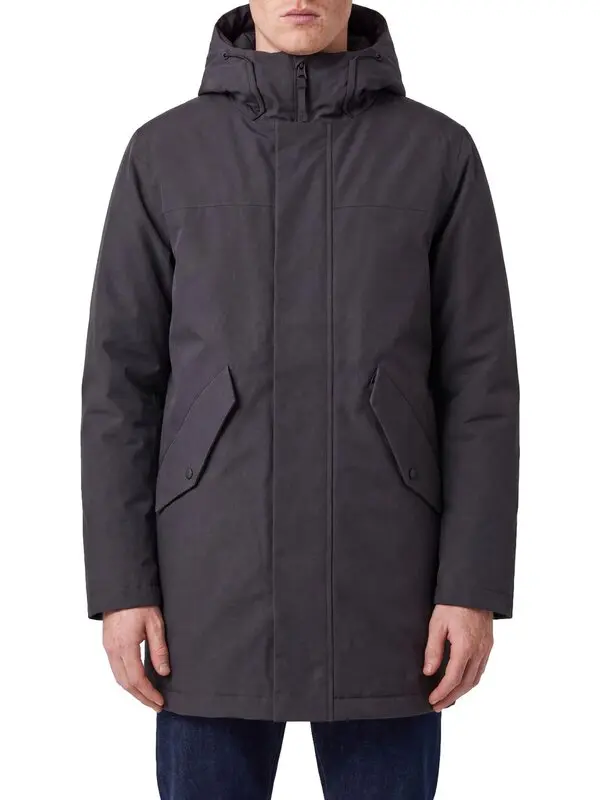 PEOPLE OF SHIBUYA Knee-length Hooded Parka With Elasticated Hem - Black