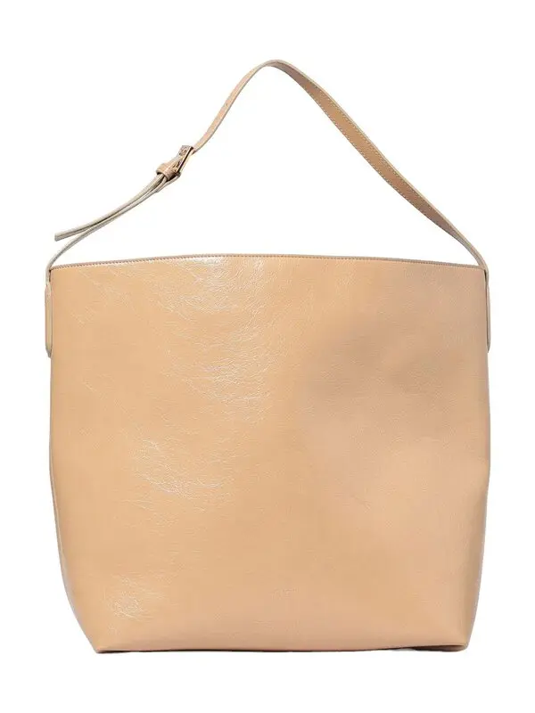 THEMOIRE Zoe Vegan Leather Shoulder Bag With Removable Pouch - Beige