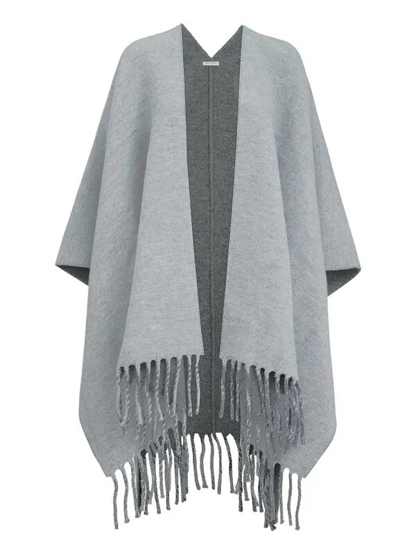 Brunello Cucinelli Wool-cashmere Reversible Poncho - Grey