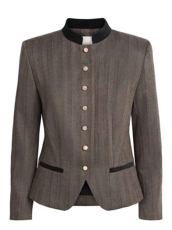 Sandro Stretch-wool Stripe Jacket - Brown