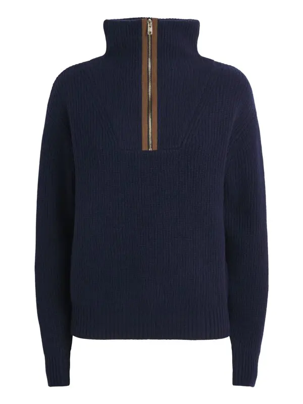 Sandro Wool-cashmere Half-zip Sweater - Blue
