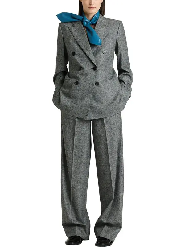 Givenchy Wool Check Wide-leg Trousers - Grey