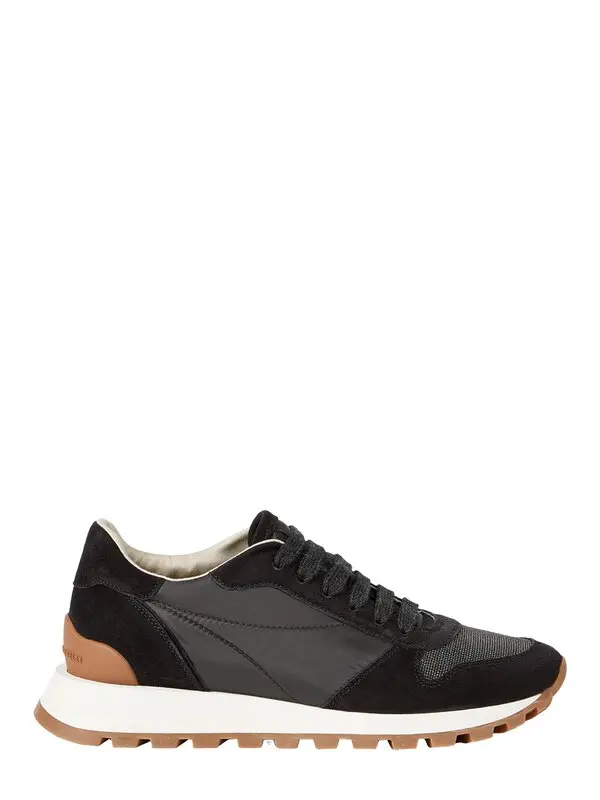 Brunello Cucinelli Suede Technical Running Sneakers - Black