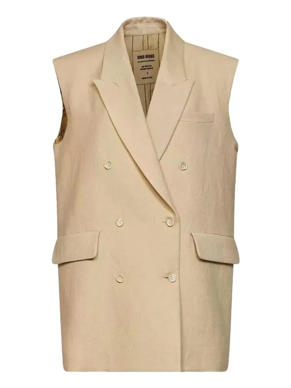 UMA WANG Double-breasted Sleeveless Waistcoat - Neutrals
