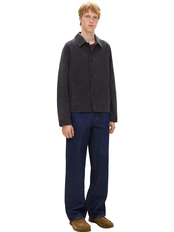 Theory Amos Jacket In Suede - Phantom Grey