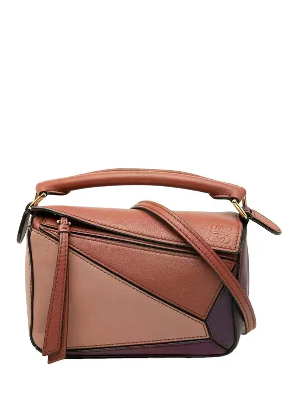 Loewe 2021 Mini Tricolor Calfskin Puzzle Satchel - Brown