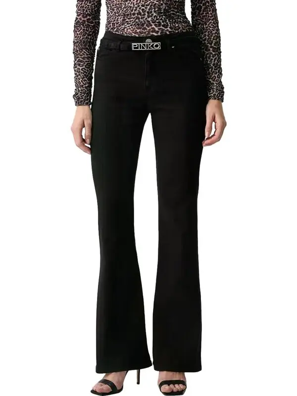 Pinko Logo-plaque Flared Jeans - Black