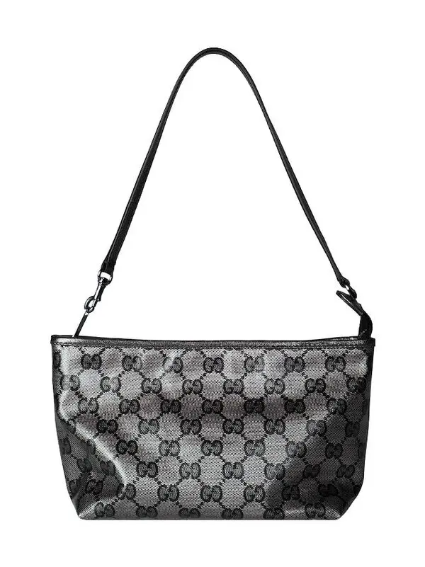 Gucci Small Pouch With Strap Original Gg Fabric - Silver