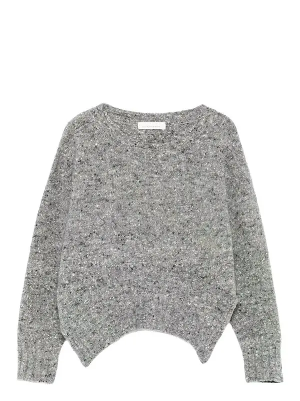 Liviana Conti Flecked Side-slit Sweater - Grey