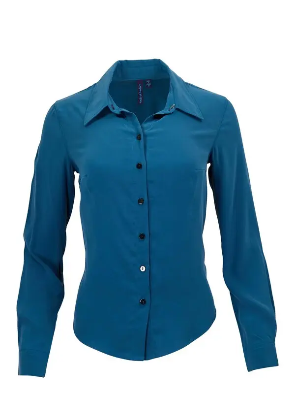 LORDS OF HARLECH Sutton Legion Stretch Silk Long-sleeve Shirt - Blue