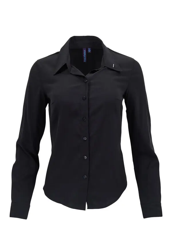 LORDS OF HARLECH Sutton Stretch Silk Long-sleeve Shirt - Black