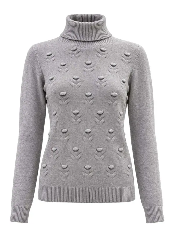 JAMES LAKELAND Floral Roll Neck Jumper - Grey