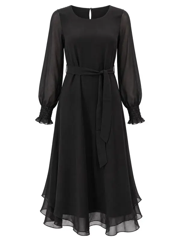 JAMES LAKELAND Belted Midi Dress - Black