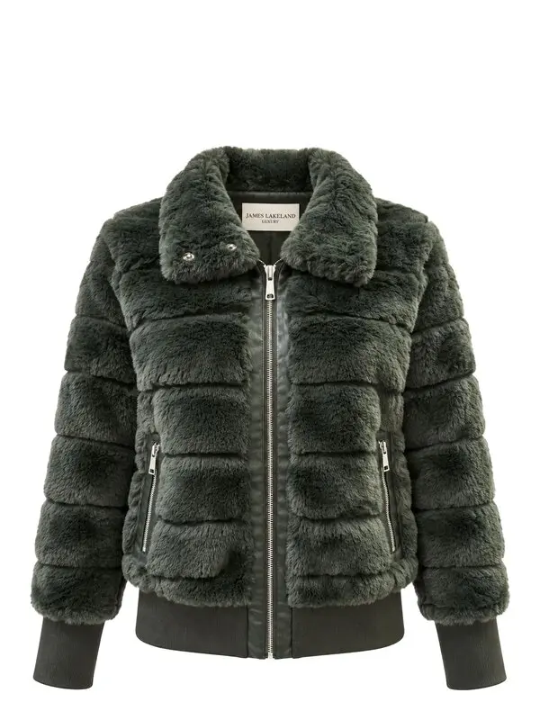 JAMES LAKELAND Panelled Faux Fur Jacket - Green