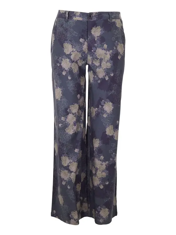 LORDS OF HARLECH Phillis Lans Floral Stretch Tencel Tailored Pant - Black