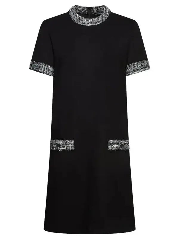 Karl Lagerfeld Bouclé-trim T-shirt Mini Dress - Black