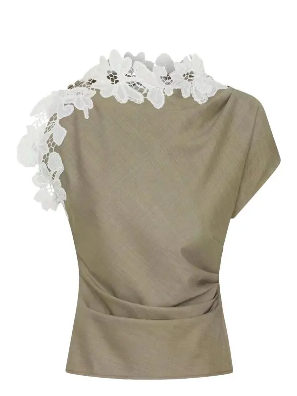 Anna Quan Meier Lace-trimmed Top - Neutrals