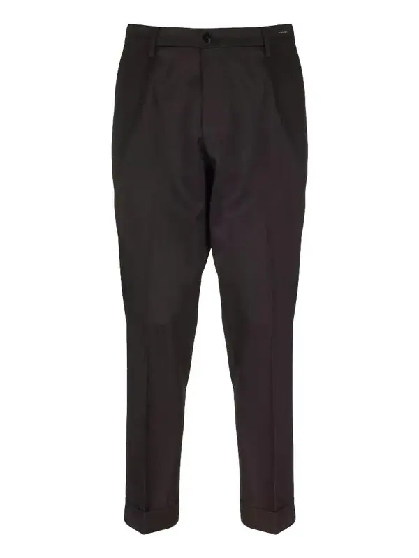 MICHAEL COAL Pleated Turn-up Trousers - Black