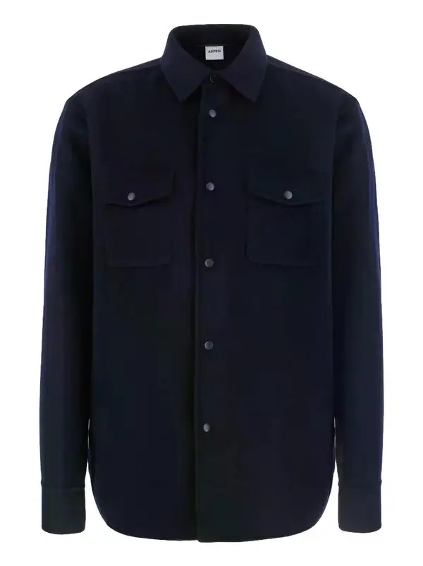 Aspesi 13 Button-up Wool Shirt - Blue