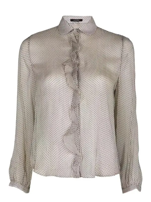 R13 Ruffled Shirt - Neutrals