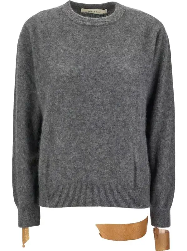 EMMA E GAIA Crew-neck Ribbed-trim Sweater - Grey
