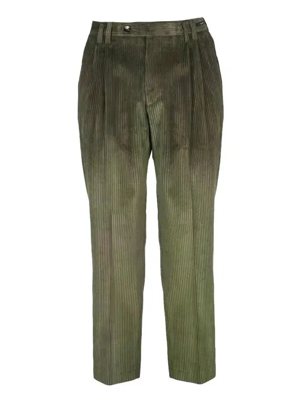 MICHAEL COAL Pleated Corduroy Trousers - Green